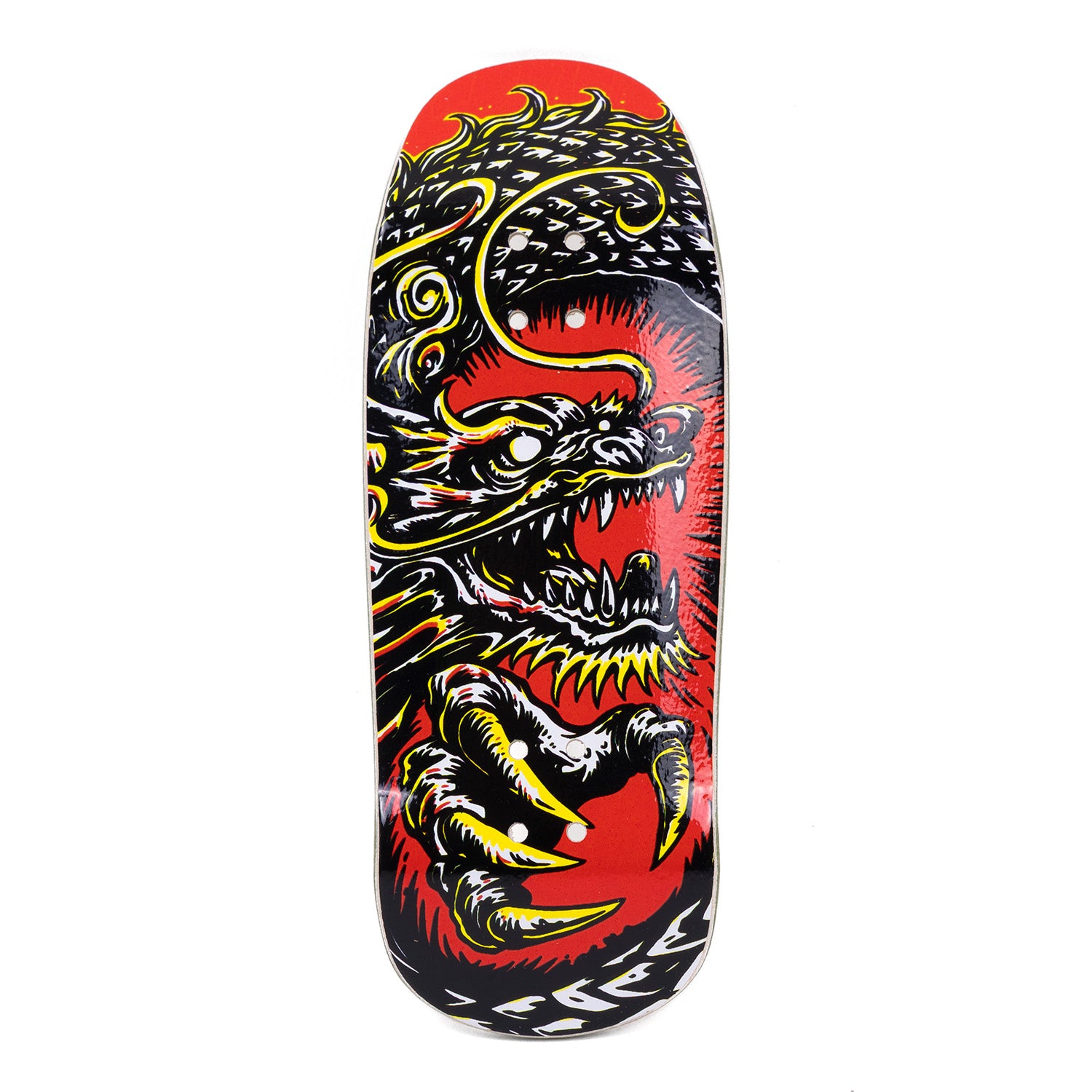 Chems Dragon Cruiser Shape Fingerboard Deck - Black/Red