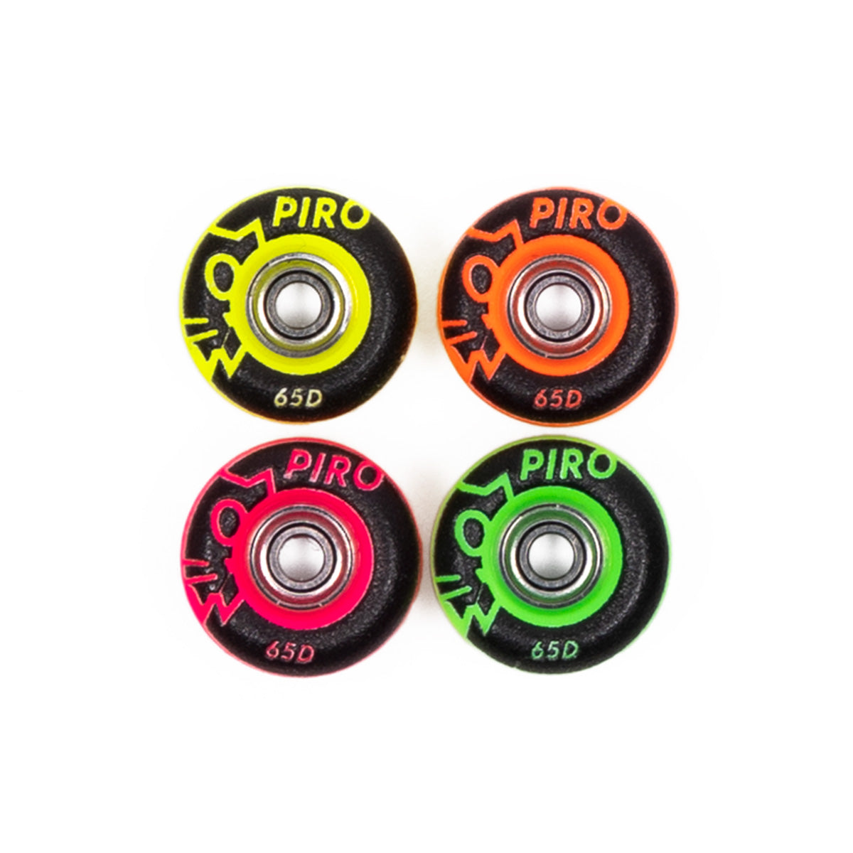 Piro Party Pack Performance Fingerboard Wheels - Orange/Yellow/Pink/Gr