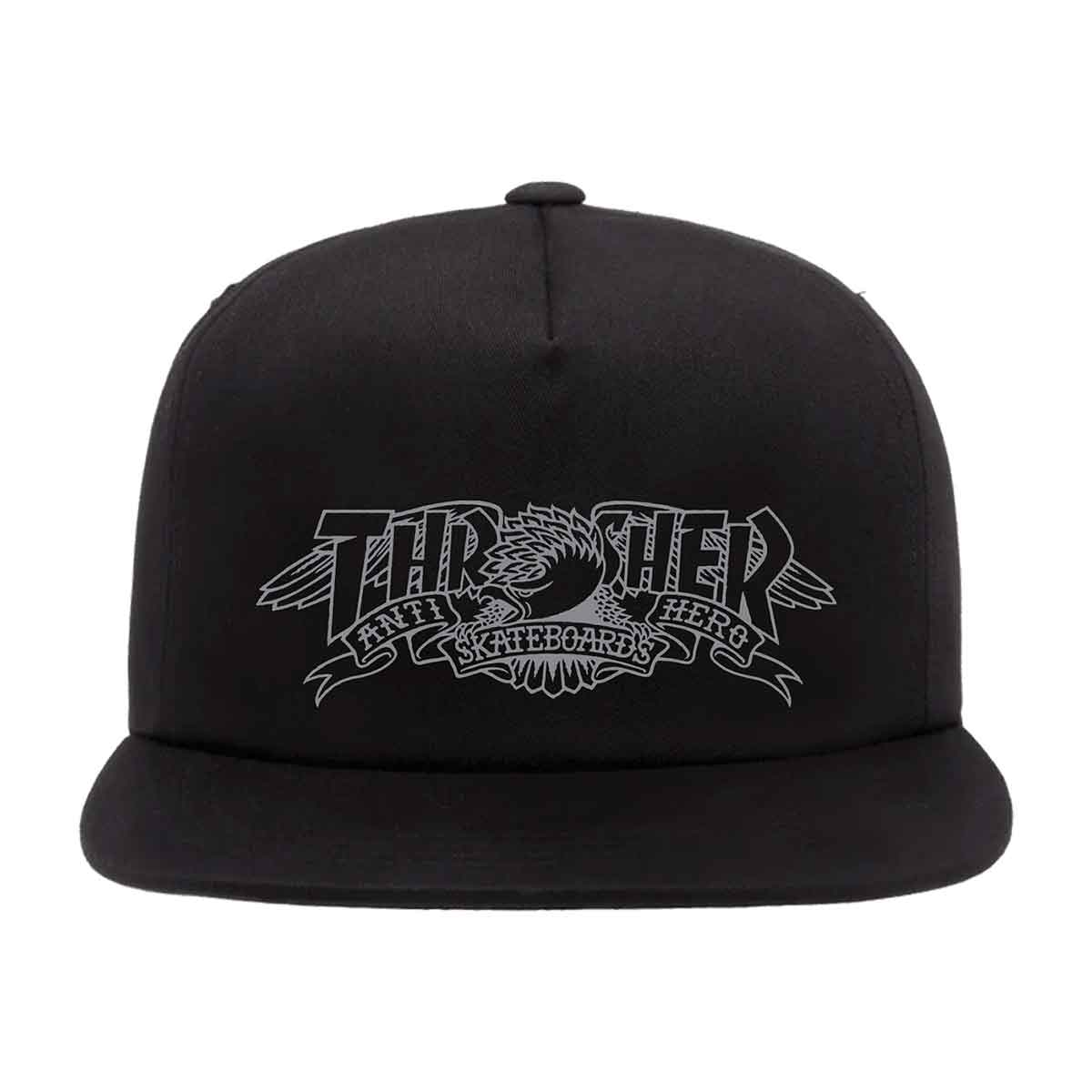Thrasher x Antihero Mag Banner Snapback Hat - Black