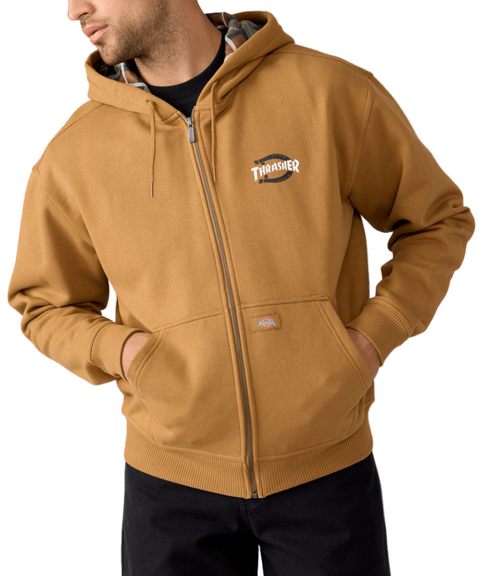 Dickies x Thrasher Zip Up Hoodie - Brown Duck