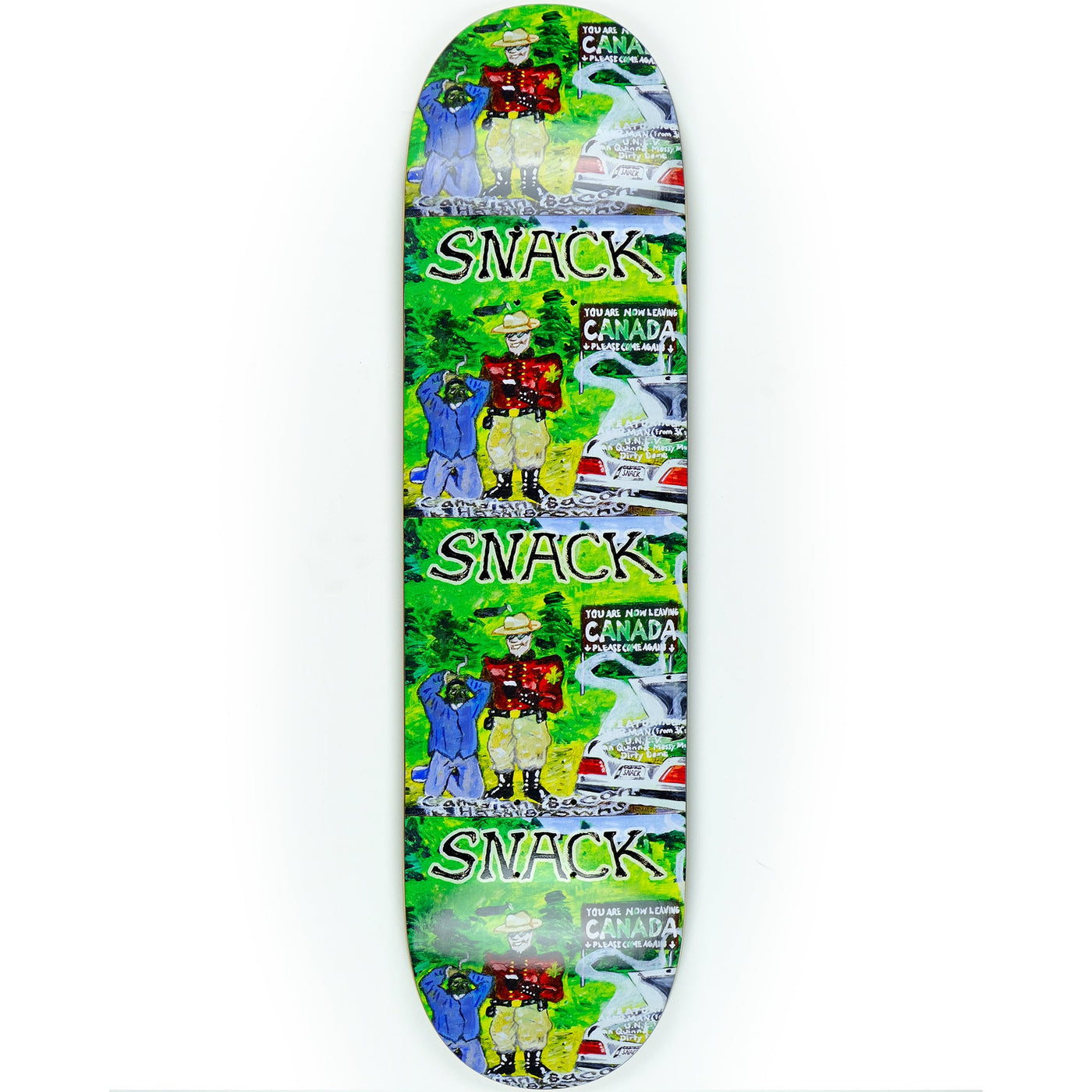Snack May Canadian Bacon and Hash Browns Skateboard Deck